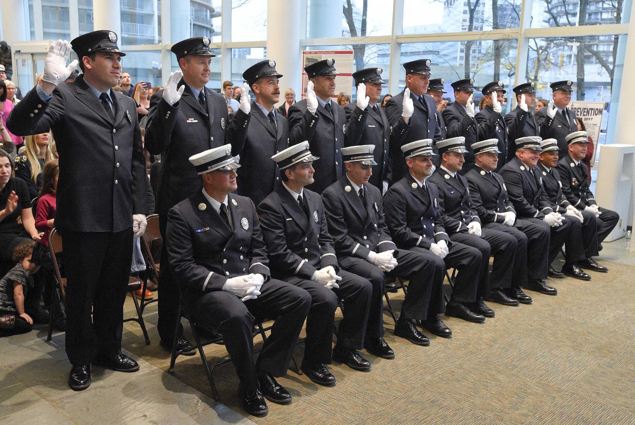 Stamford firefighters take part in historic promotion ceremony