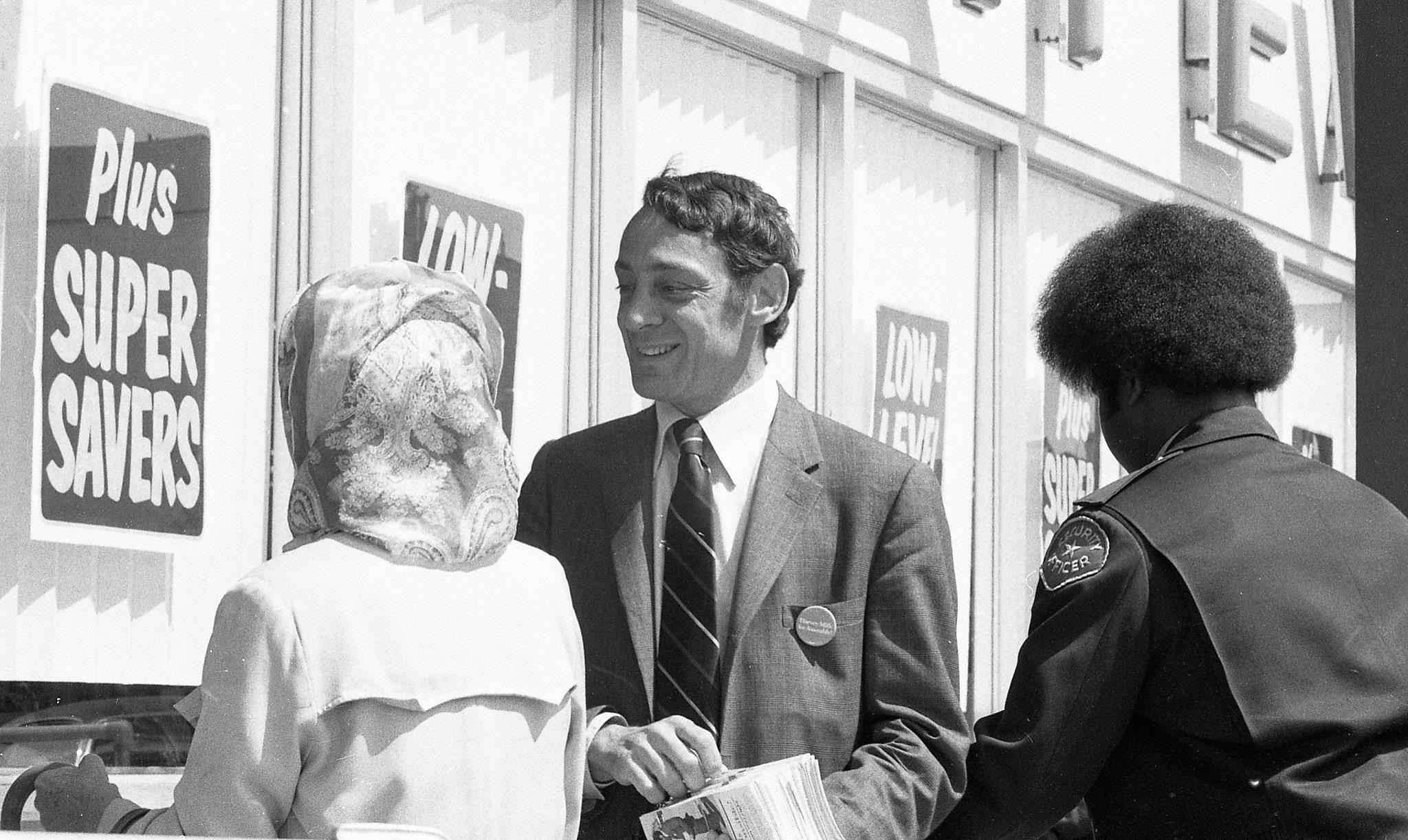 Rare photos of Harvey Milk on the campaign trail