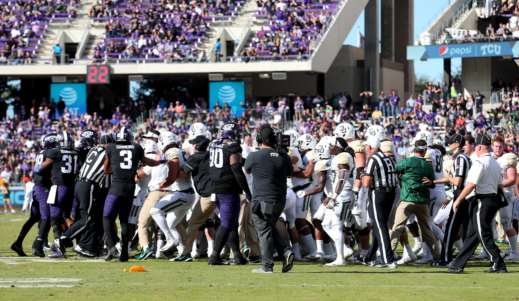 WATCH: Baylor, TCU rivalry explodes into a mini-brawl