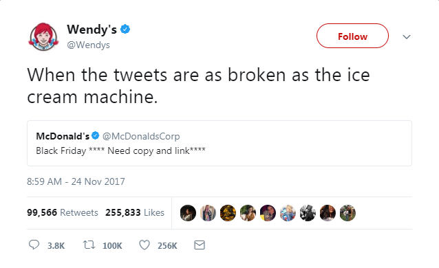 McDonald's goofs up on Twitter; Wendy's drops the mic on them for it