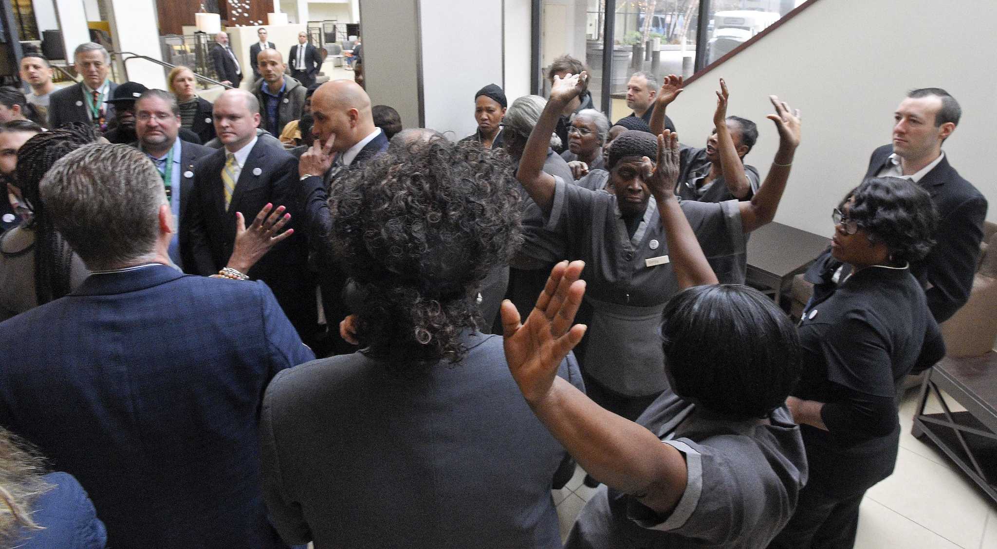 A city first: Workers seek to unionize Hilton Stamford hotel