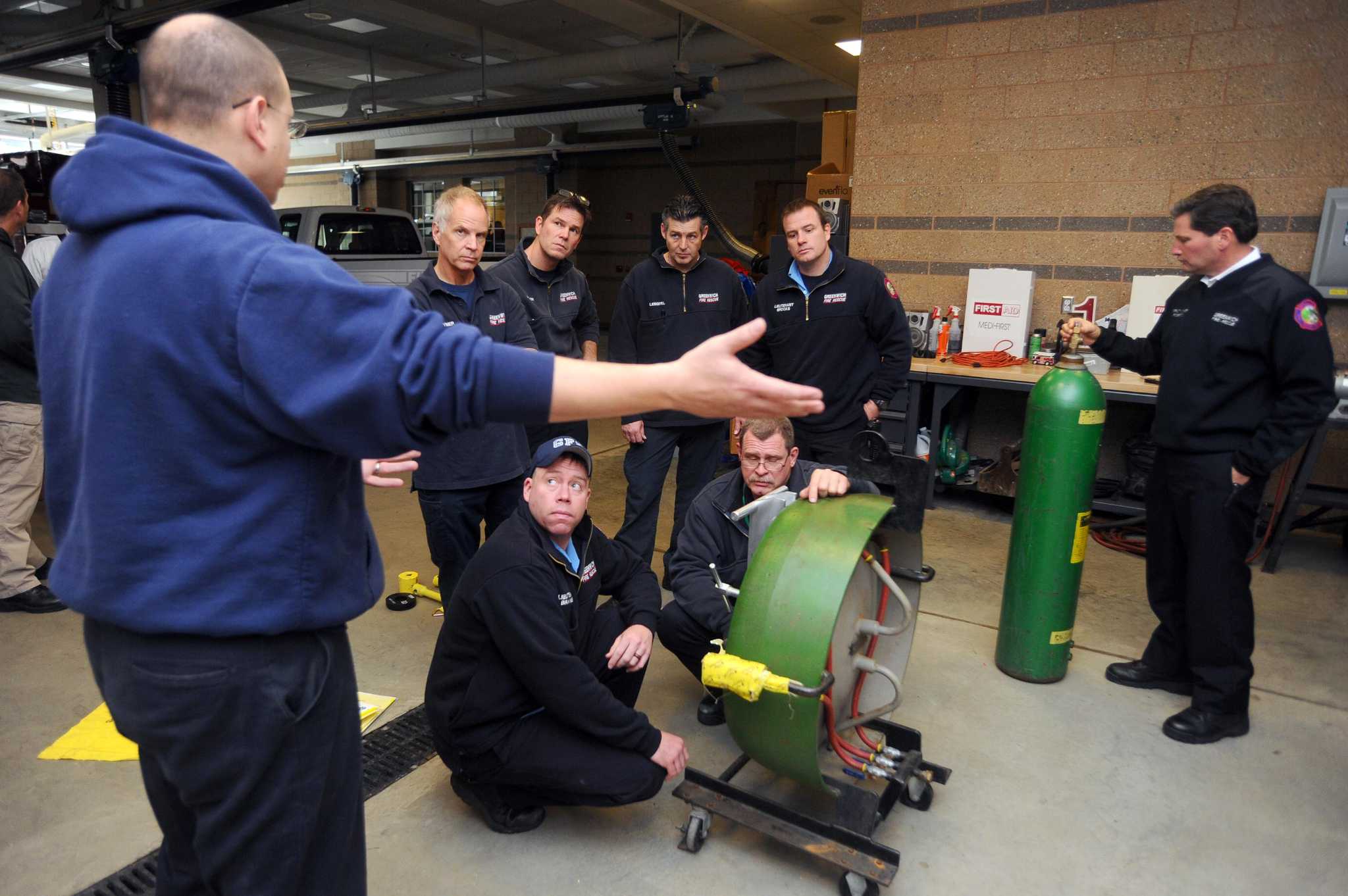 Firefighters get trained in handling hazardous materials