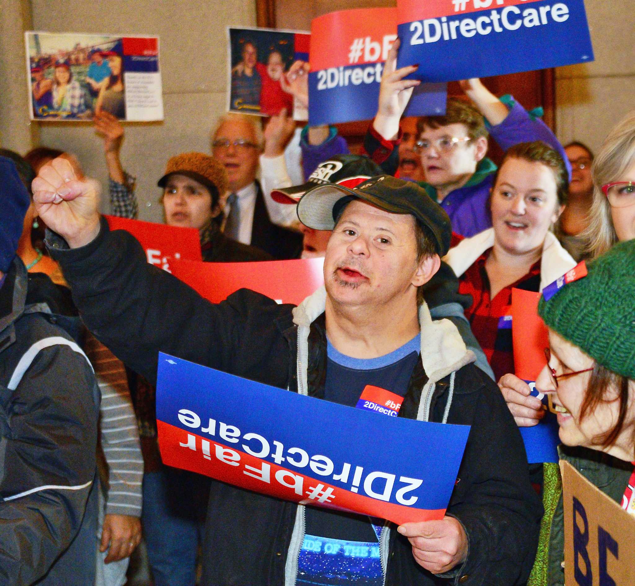 Direct support professionals rally for wage help in budget