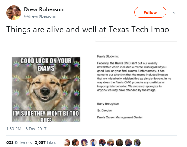 Texas Tech accidentally sends out ‘good luck on finals’ meme containing ...
