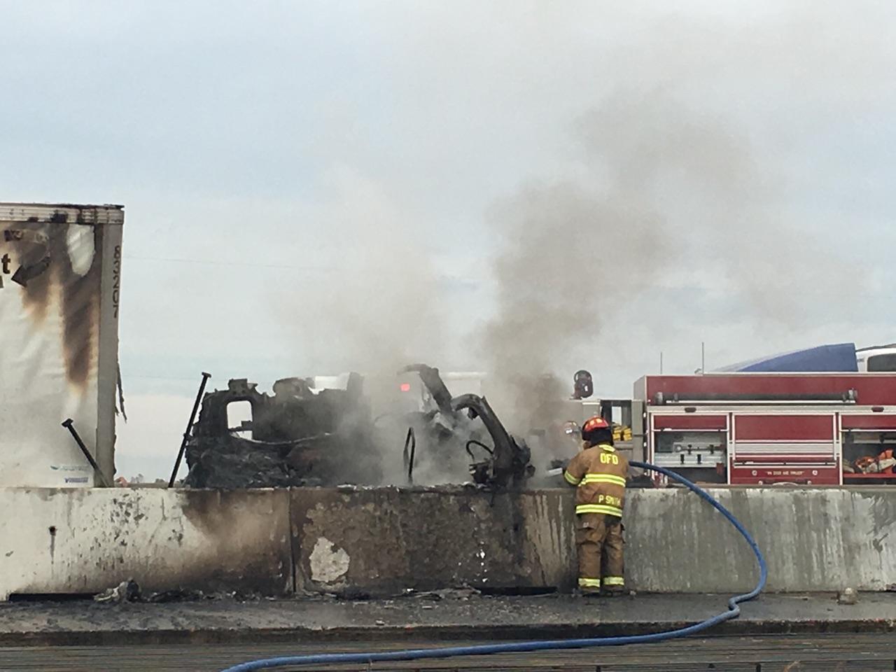 Update: I-10 eastbound near FM 1442 remains closed after 18-wheeler fire