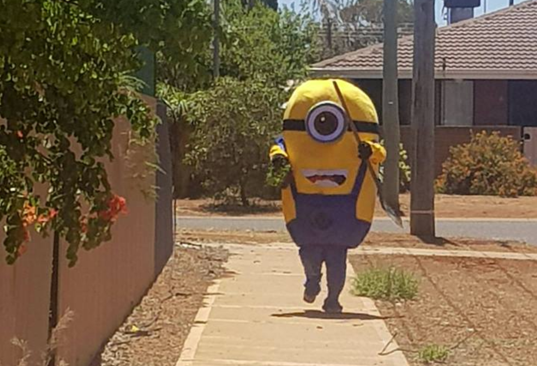 'Despicable' man in minion costume digs up chunk of man's lawn