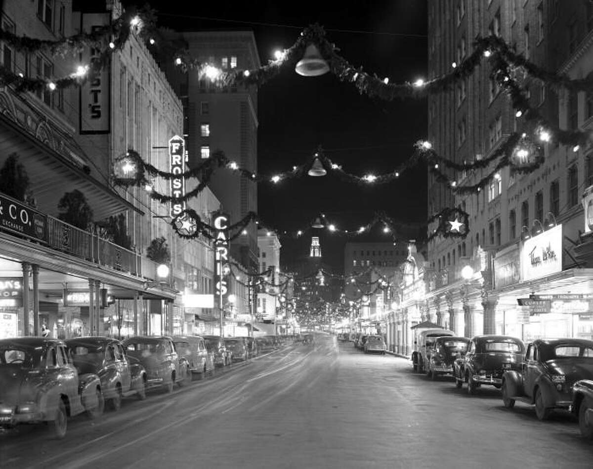Before River Walk’s hey day, Houston Street and Alamo Plaza tree spread ...