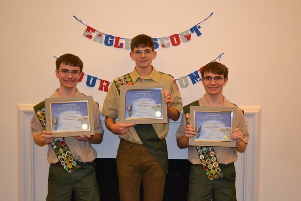 Three Boy Scouts earn Eagle Scout rank