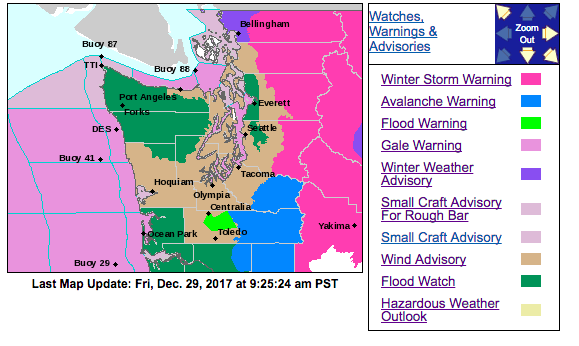 Winds to 45 mph, heavy rain in Seattle on Friday