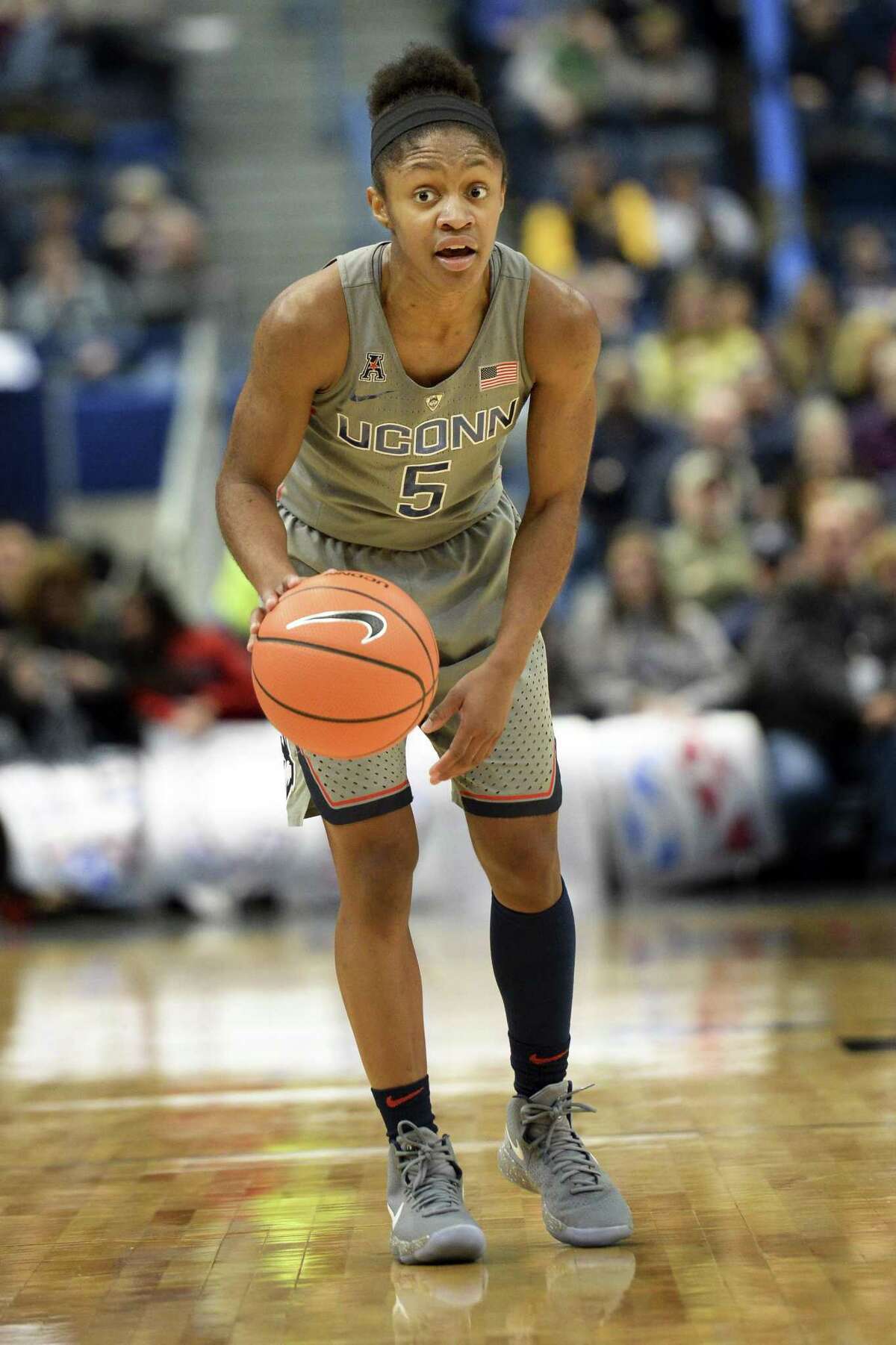 UConn’s Crystal Dangerfield navigating the learning curve