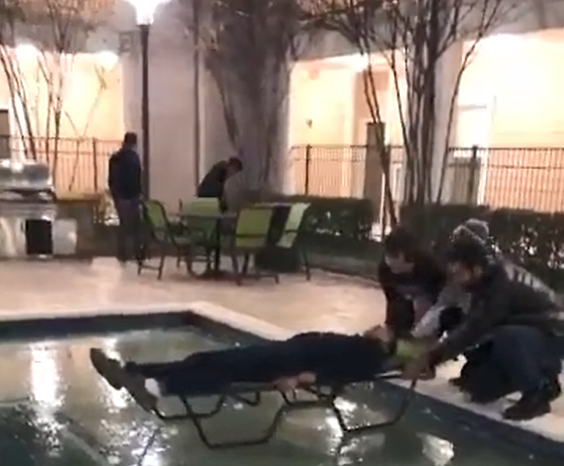 Video: Texas A&M student pulls risky stunt on iced-over pool for $25