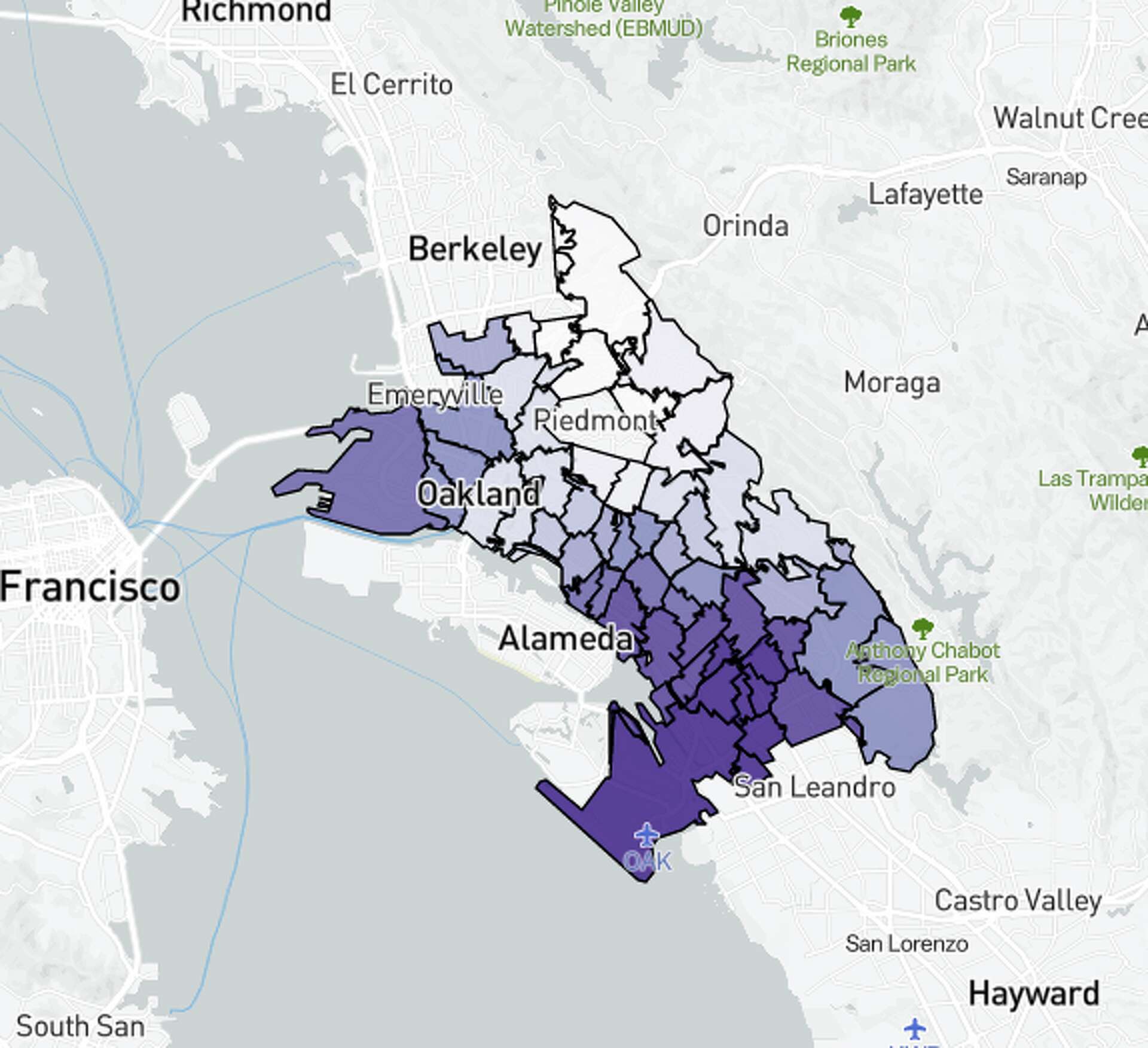 Maps show the segregation within Bay Area school districts