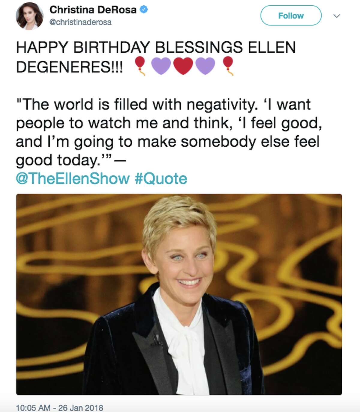 Celebrities wish Ellen DeGeneres a happy 60th birthday