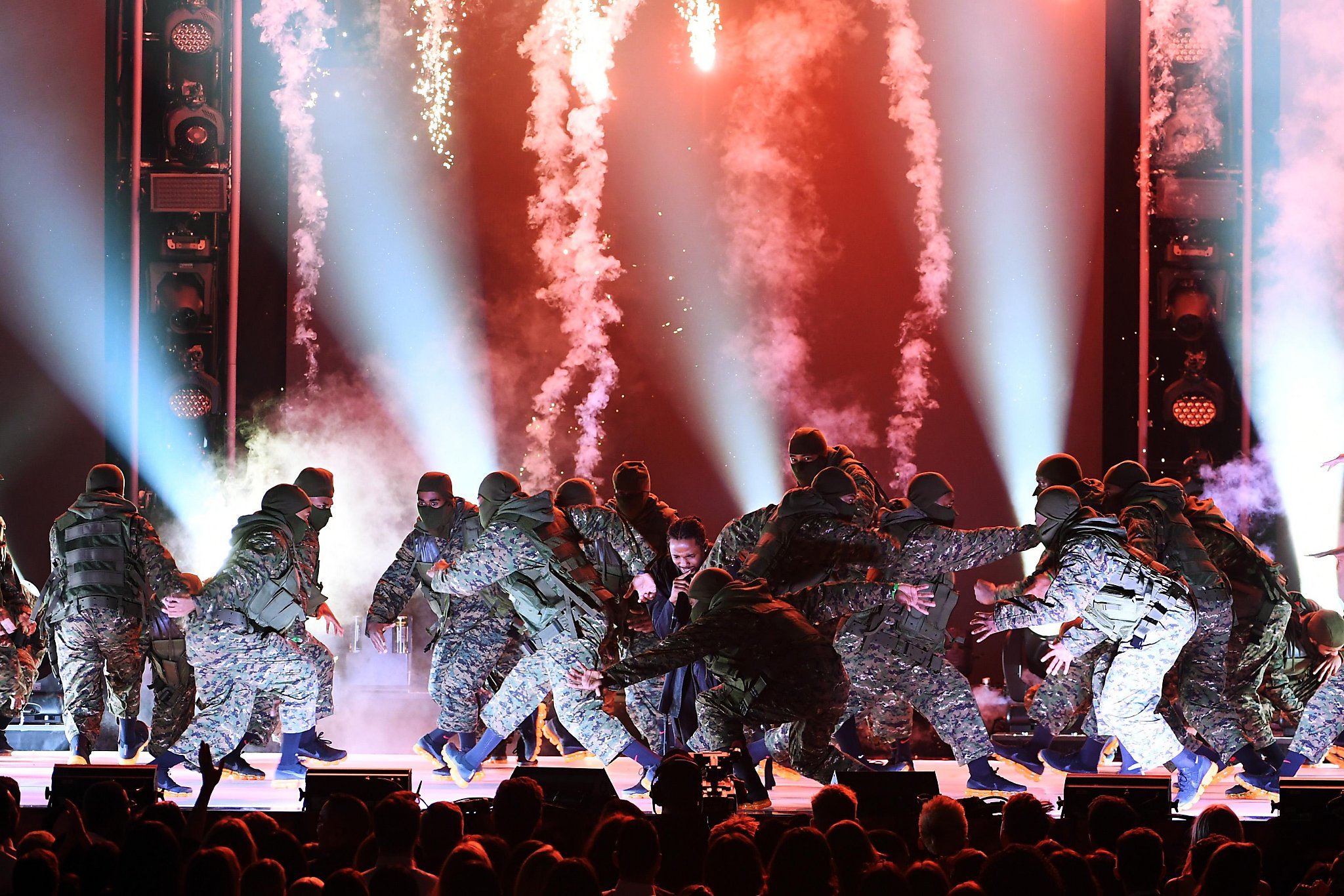 Kendrick Lamar opens Grammys with surreal cameos by U2 and Dave Chappelle