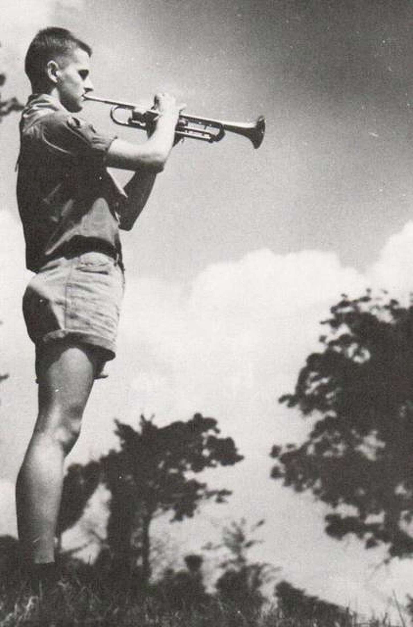Our Past: Scouts awakened by bugler at Camp Warren Levis