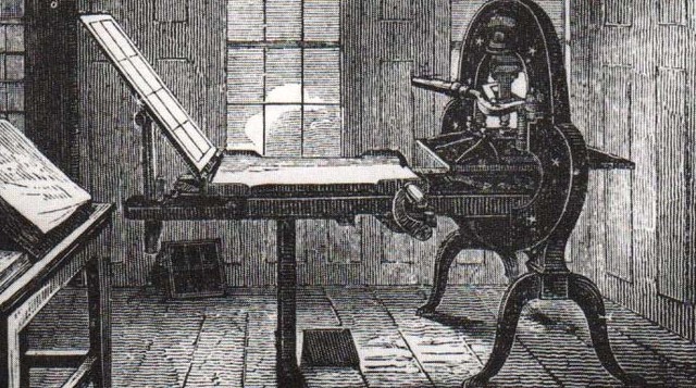 An Acorn Press on a postcard