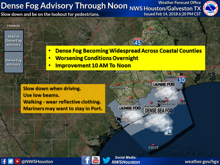 Dense fog advisory spreads inland