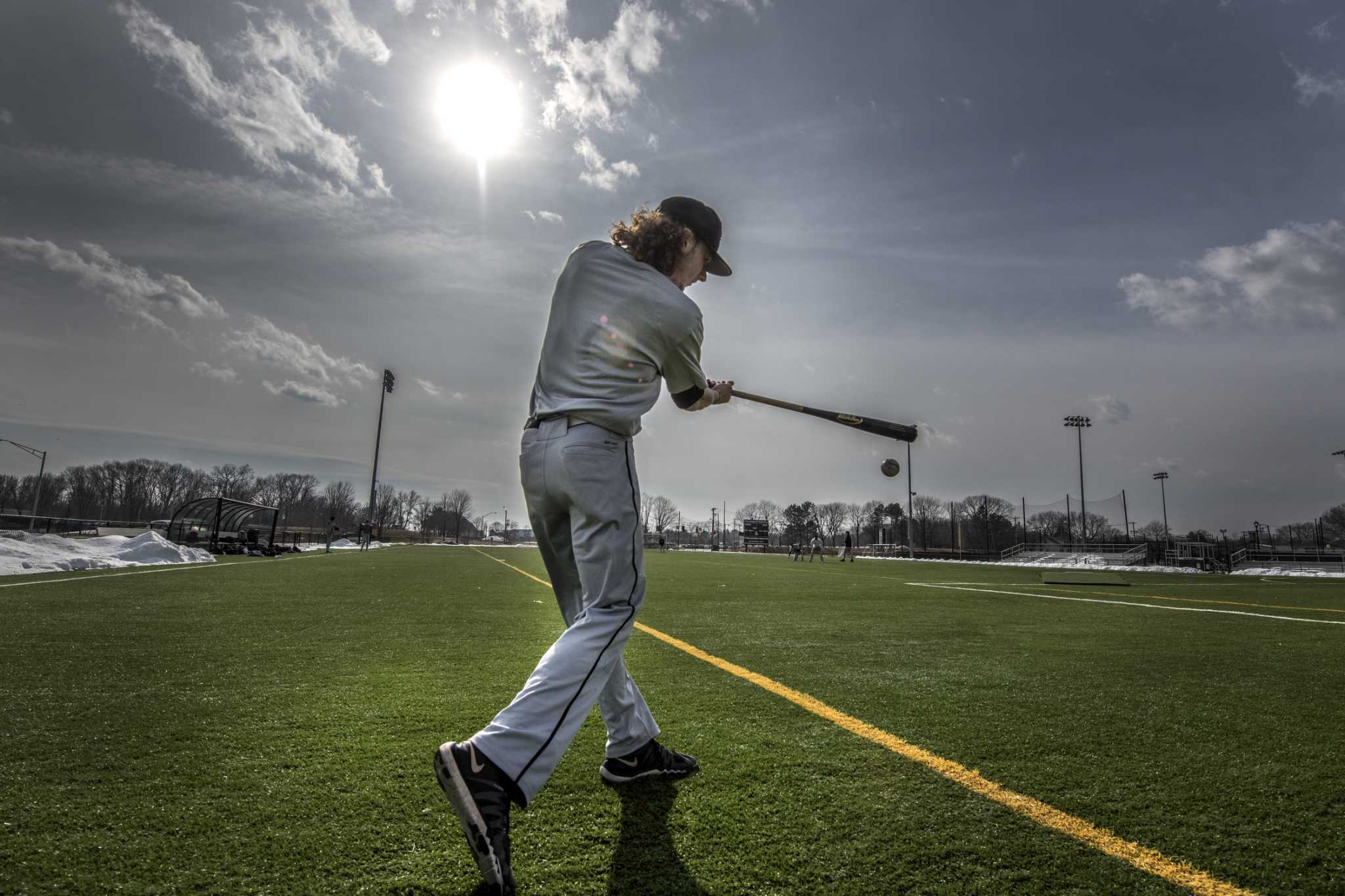 Photos: Back to outdoor baseball, for now