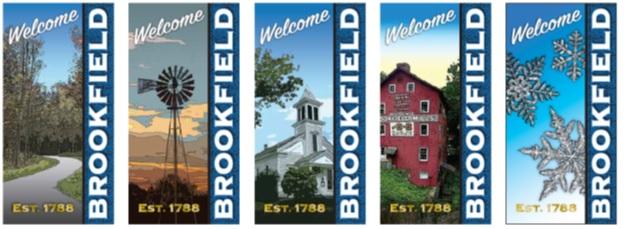 Brookfield-themed banners decorate downtown