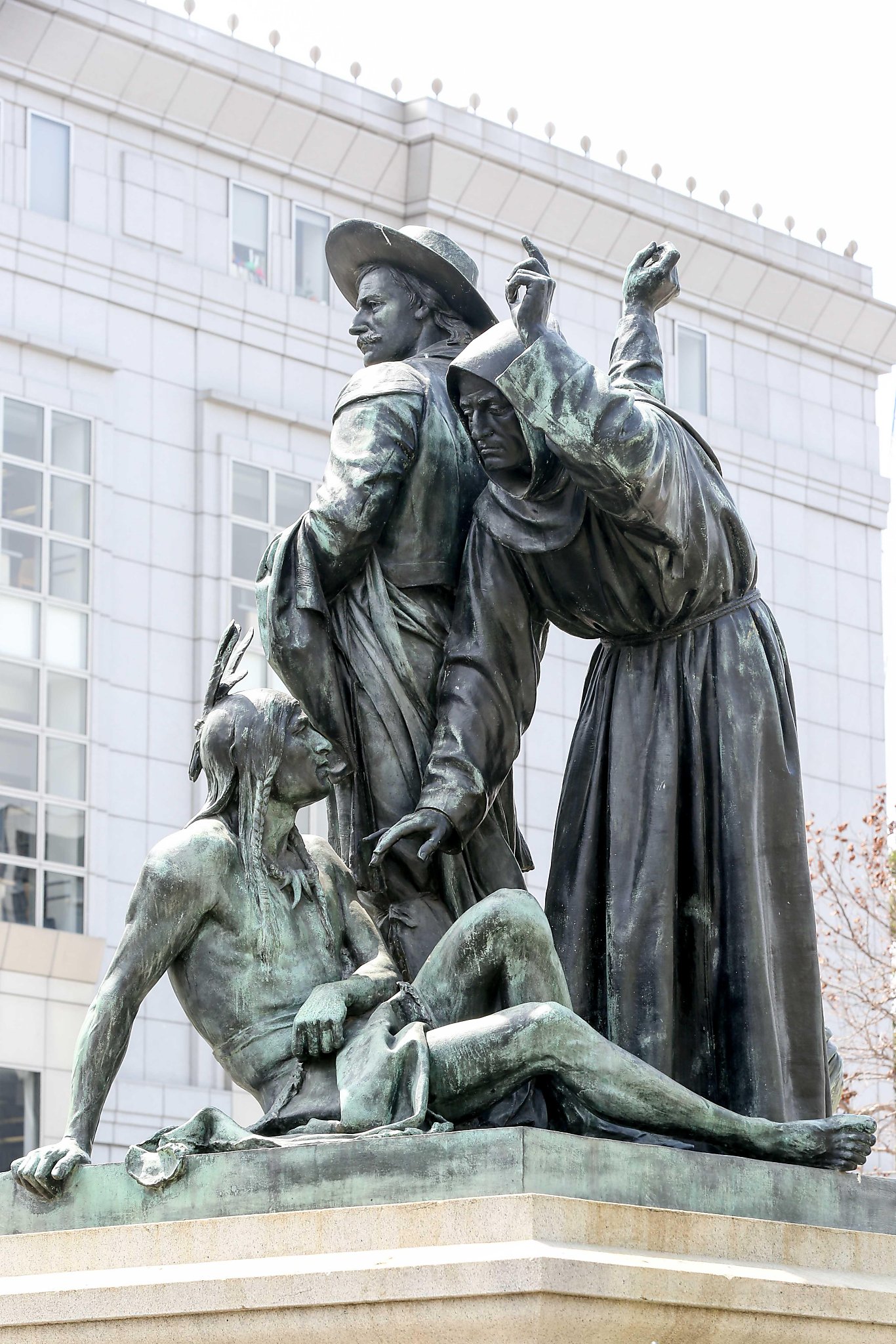 ‘Racist’ statue of subjugated American Indian on way to removal from Civic Center
