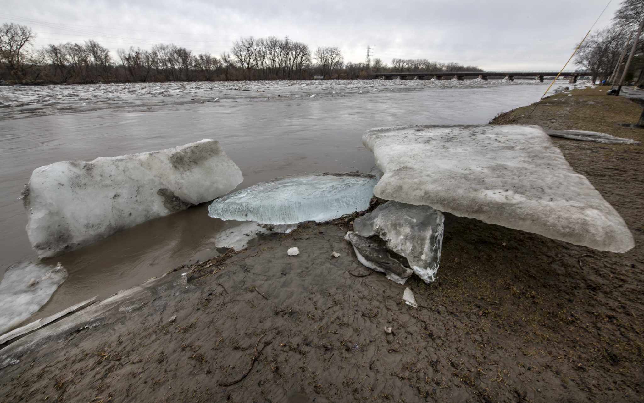 Chances of flood lessens as ice jams break up, move downstream