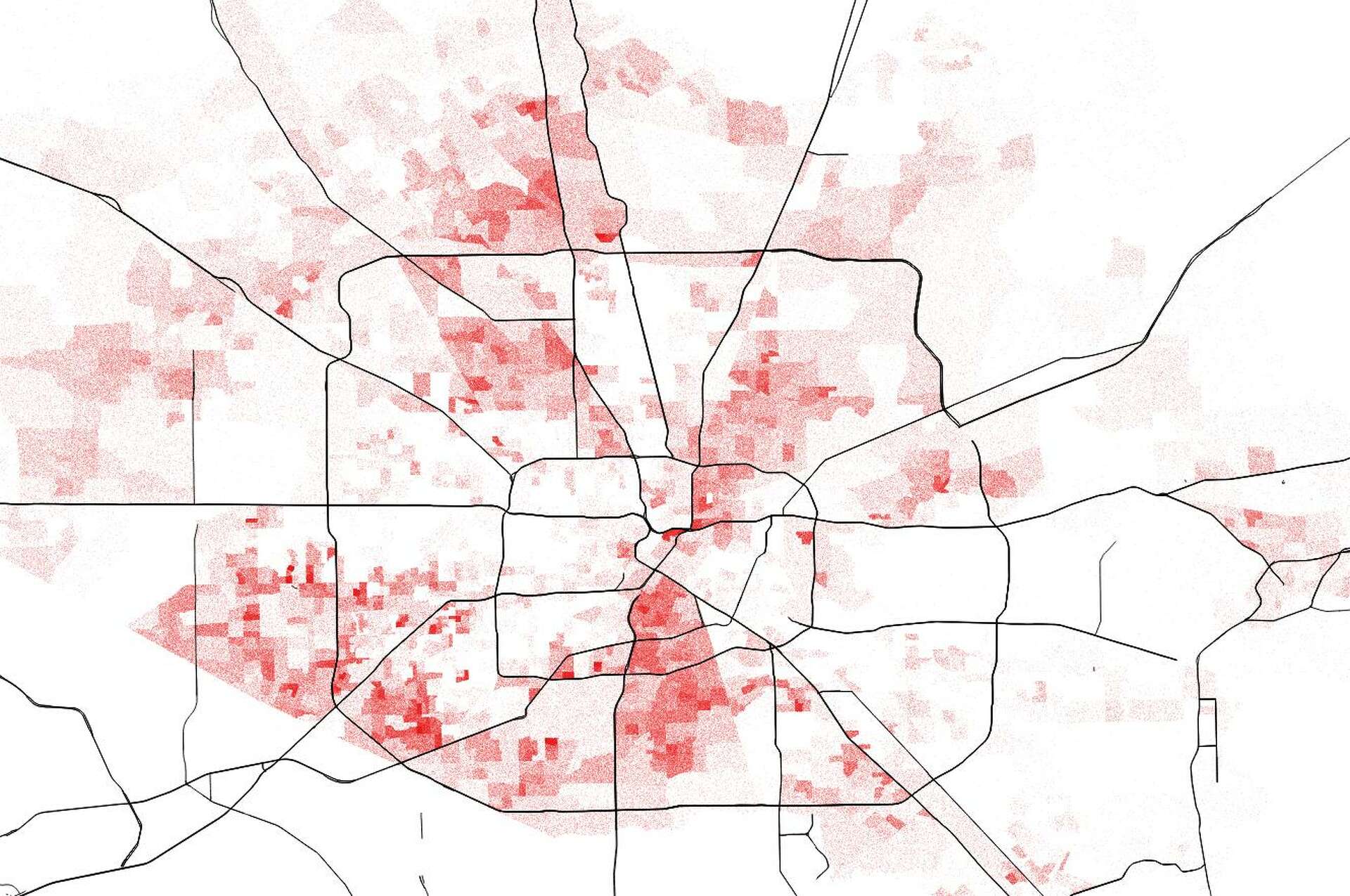 Five maps illustrate Houston's racial-ethnic breakdown by neighborhood