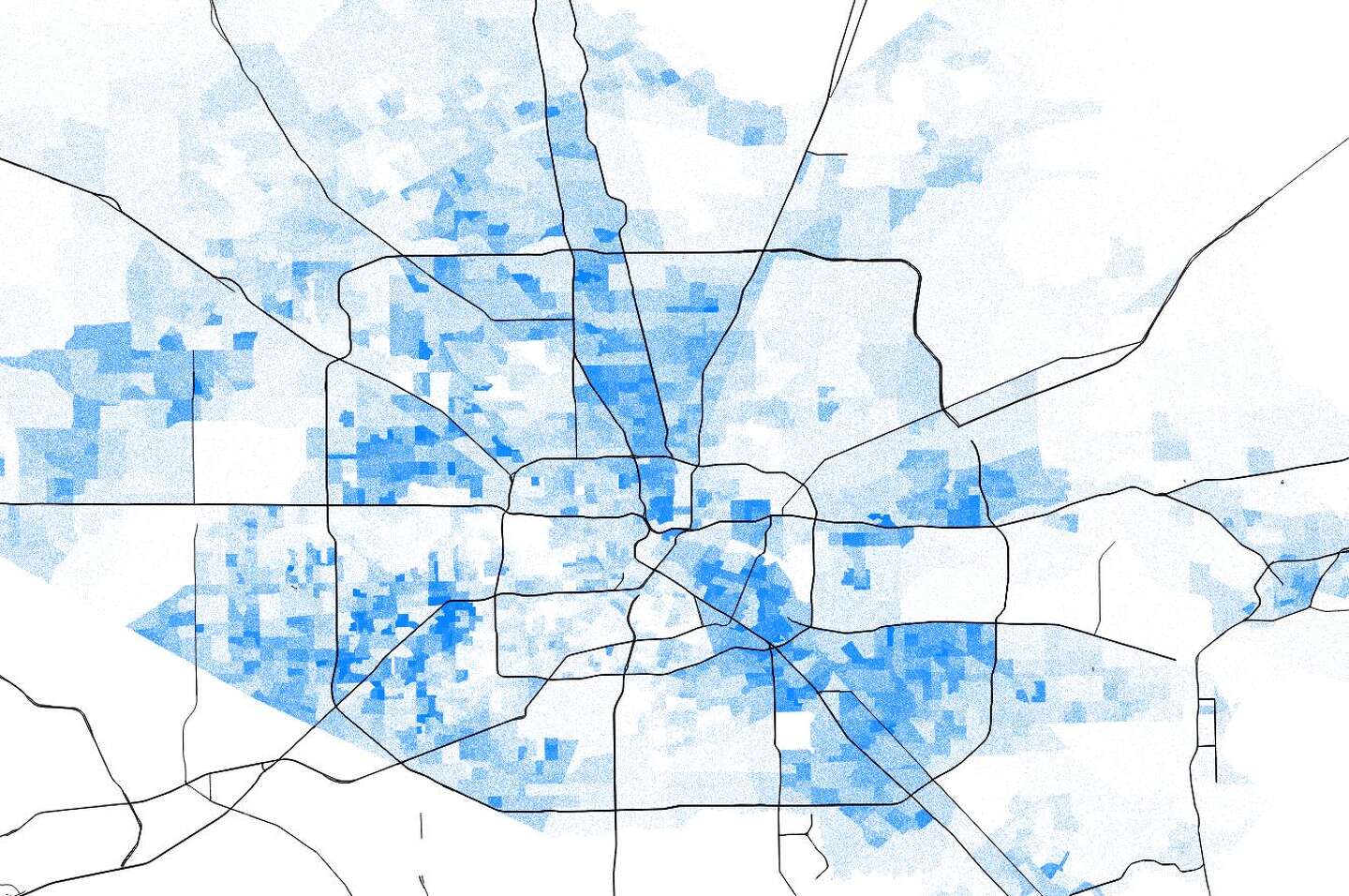 Five maps illustrate Houston's racial-ethnic breakdown by neighborhood