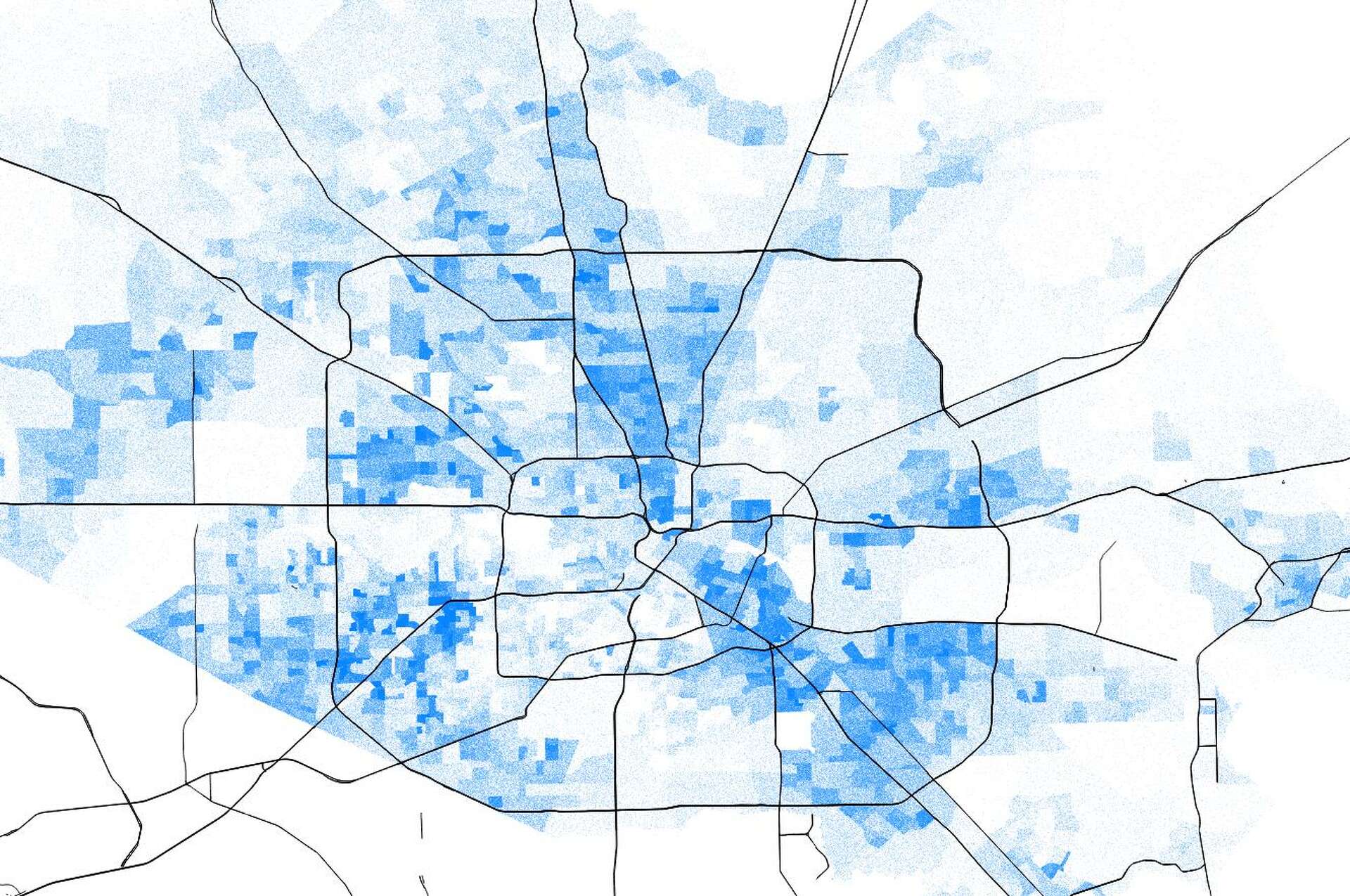 Five maps illustrate Houston's racial-ethnic breakdown by neighborhood