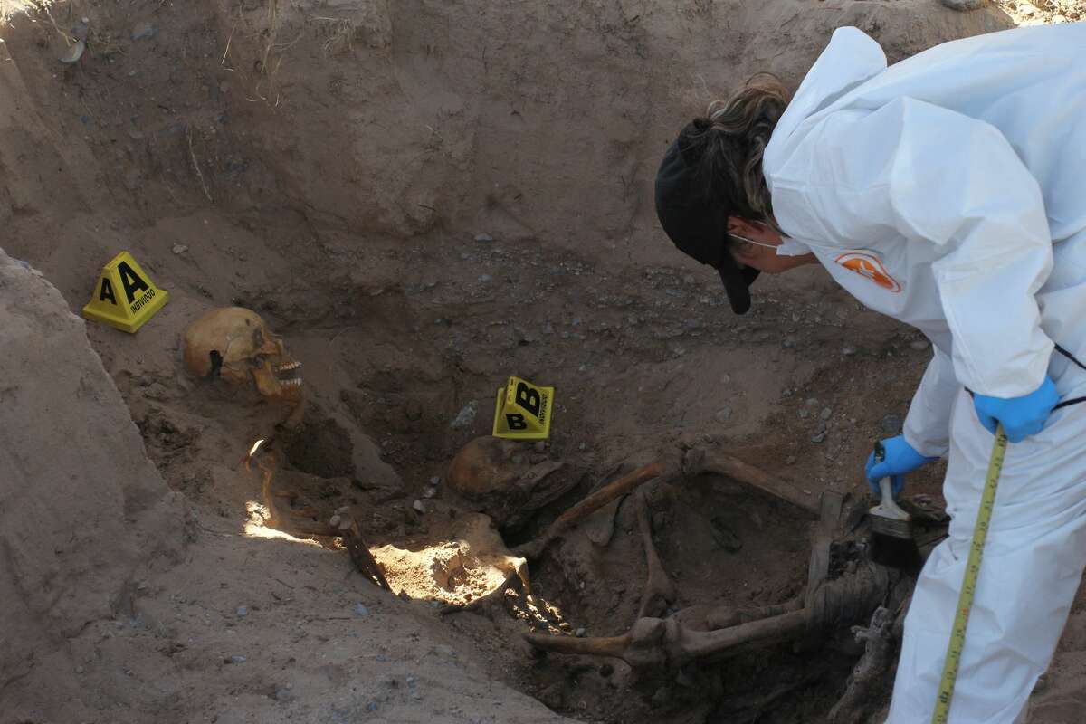 Photos show skeletal remains recovered from clandestine grave in Mexico