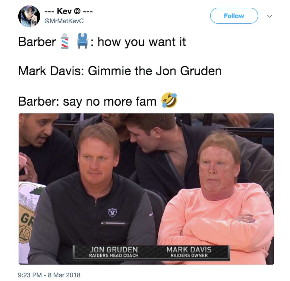 Twitter shows Mark Davis, Jon Gruden no mercy after courtside ...
