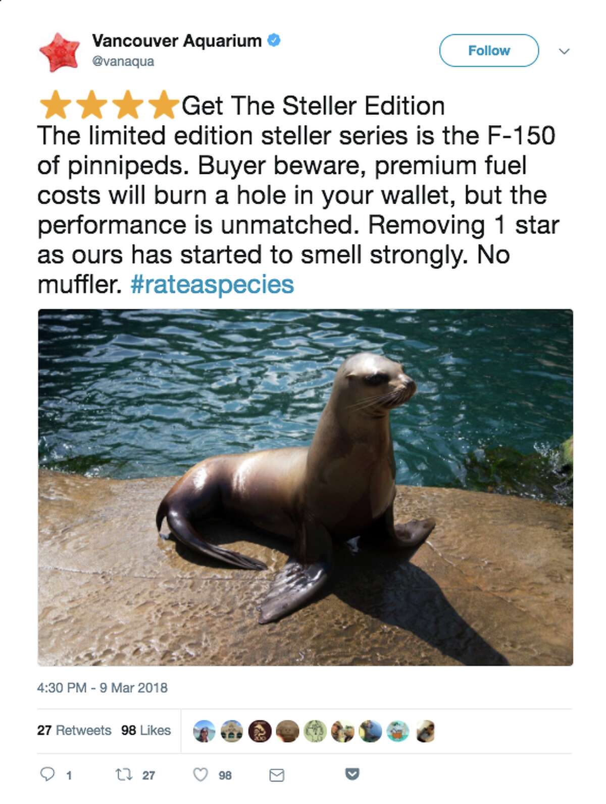 Zoos and aquariums give starred reviews of animals on Twitter and it's ...