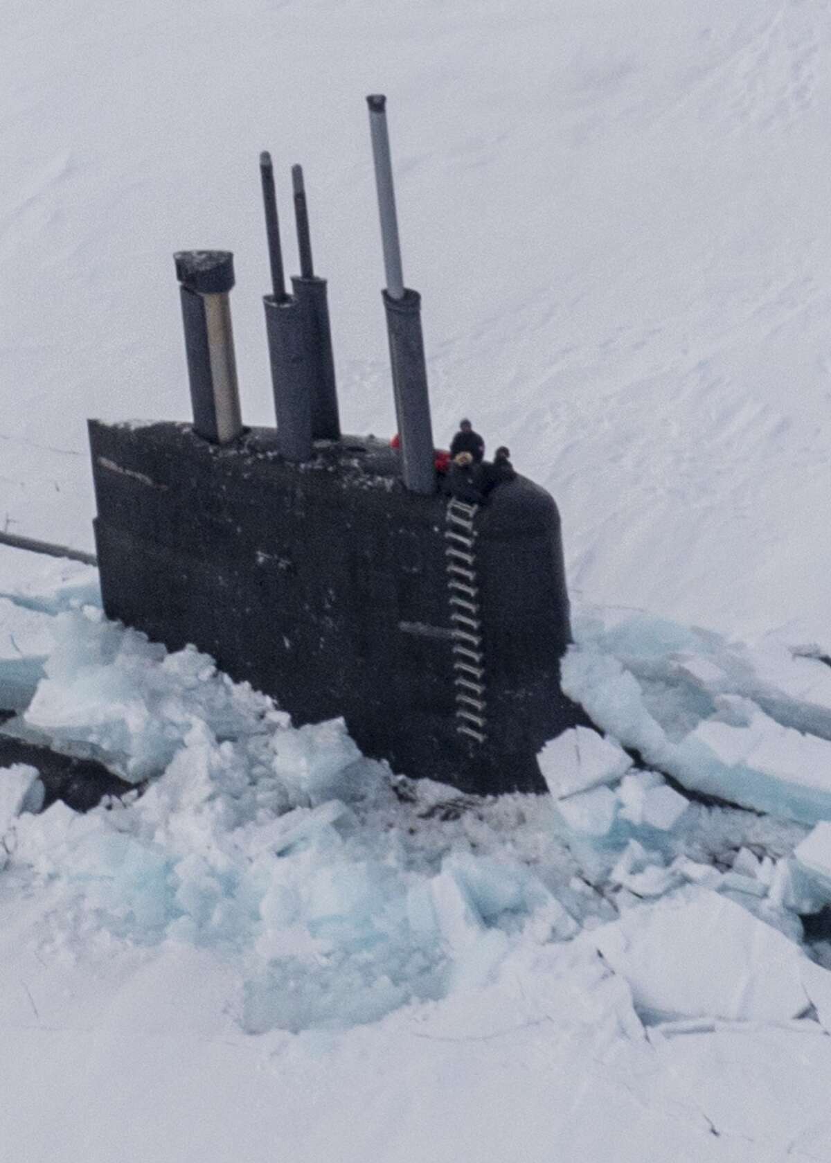 Connecticut-named subs break through Arctic Circle ice