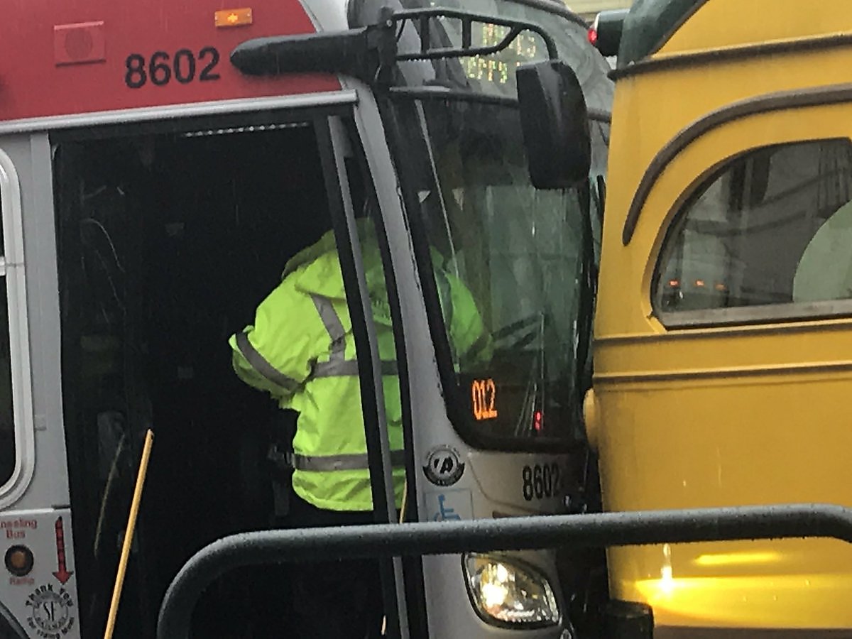 6 injured in San Francisco trolley crash with Muni bus on Market Street