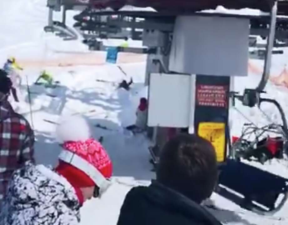 Video shows skiers thrown out of chairs in terrifying chairlift ...