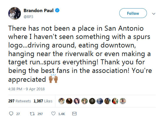 Brandon Paul loves spirit of San Antonio fans: 'Spurs everything!'