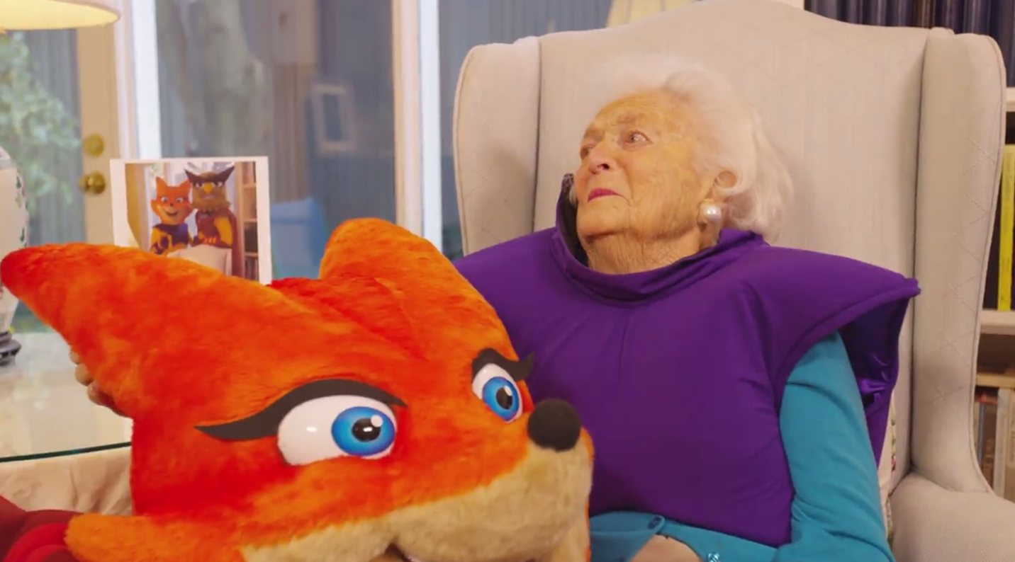 See Barbara Bush in a mascot costume in Bush Houston Literacy ...