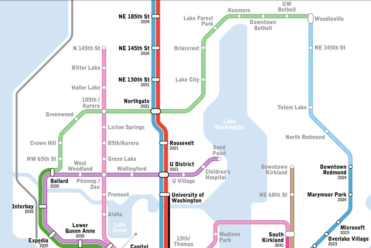 New light rail map shows transit Seattle only dreams of