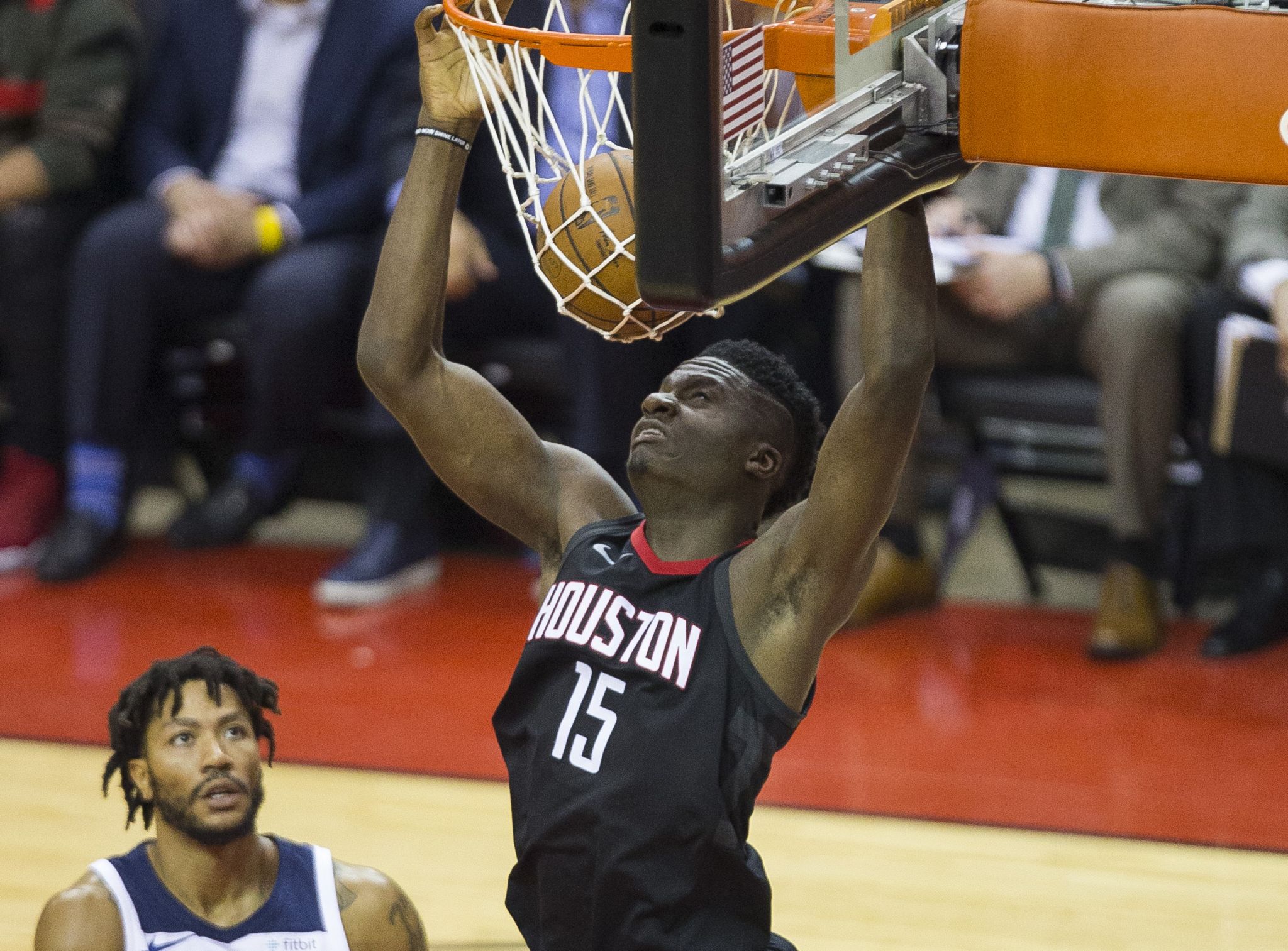 With jolt of energy on one end, Rockets' Clint Capela turns blocks to ...