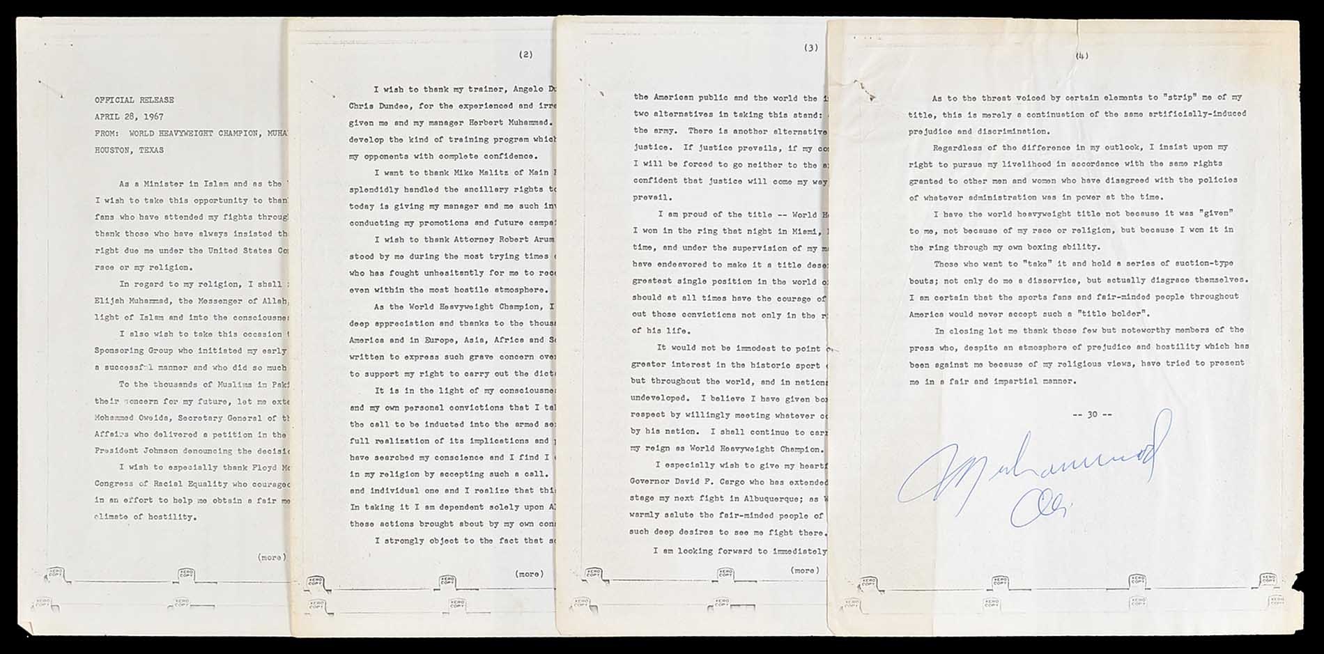 Key documents from Muhammad Ali's draft refusal in Houston sells for ...