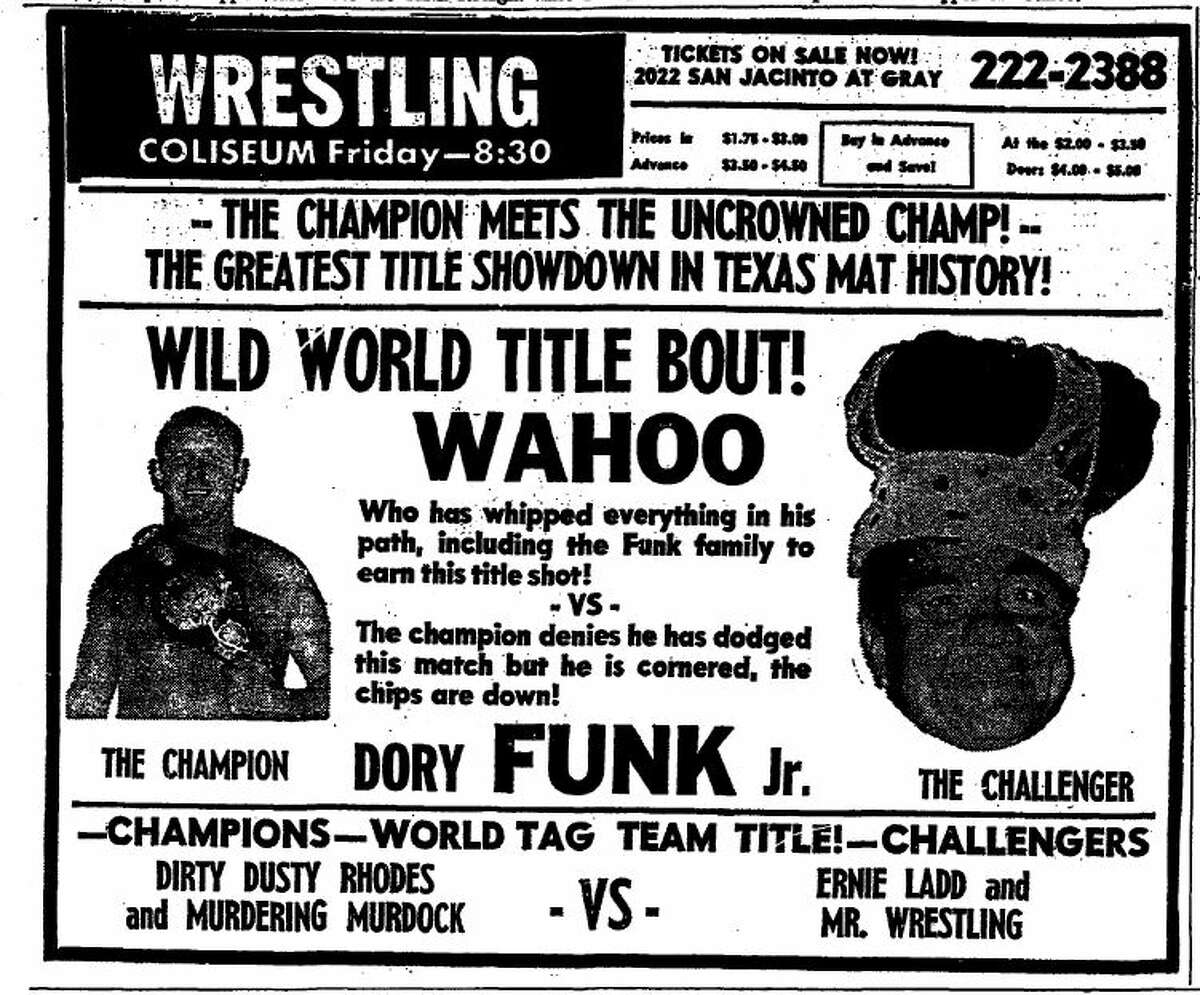 Houston wrestling advertisements capture crazy nights at the Sam ...