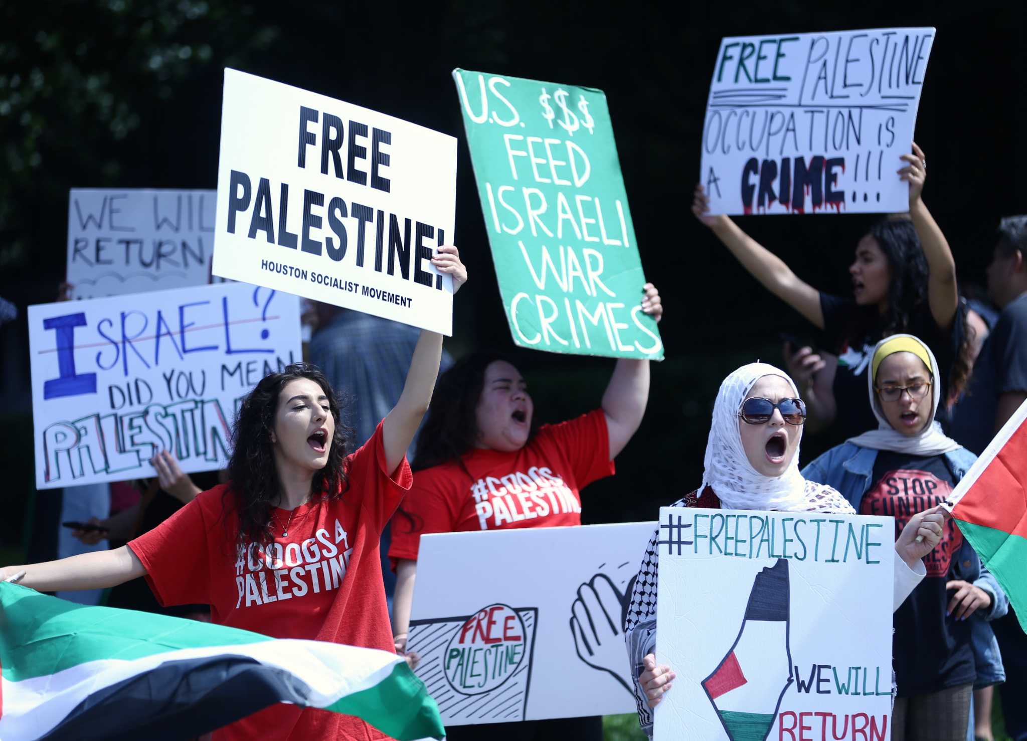 Protesters in Houston condemn killing of Palestinians in Gaza