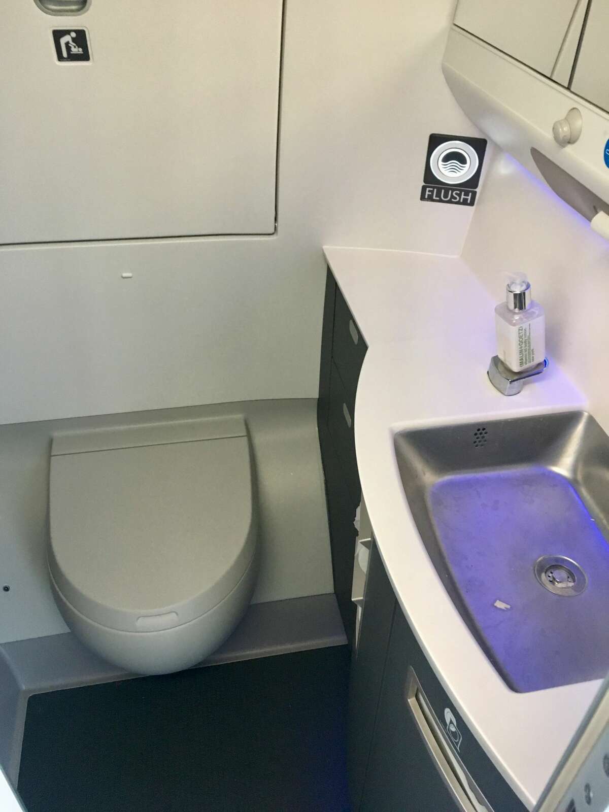 Airplane toilet seats: Up or down?