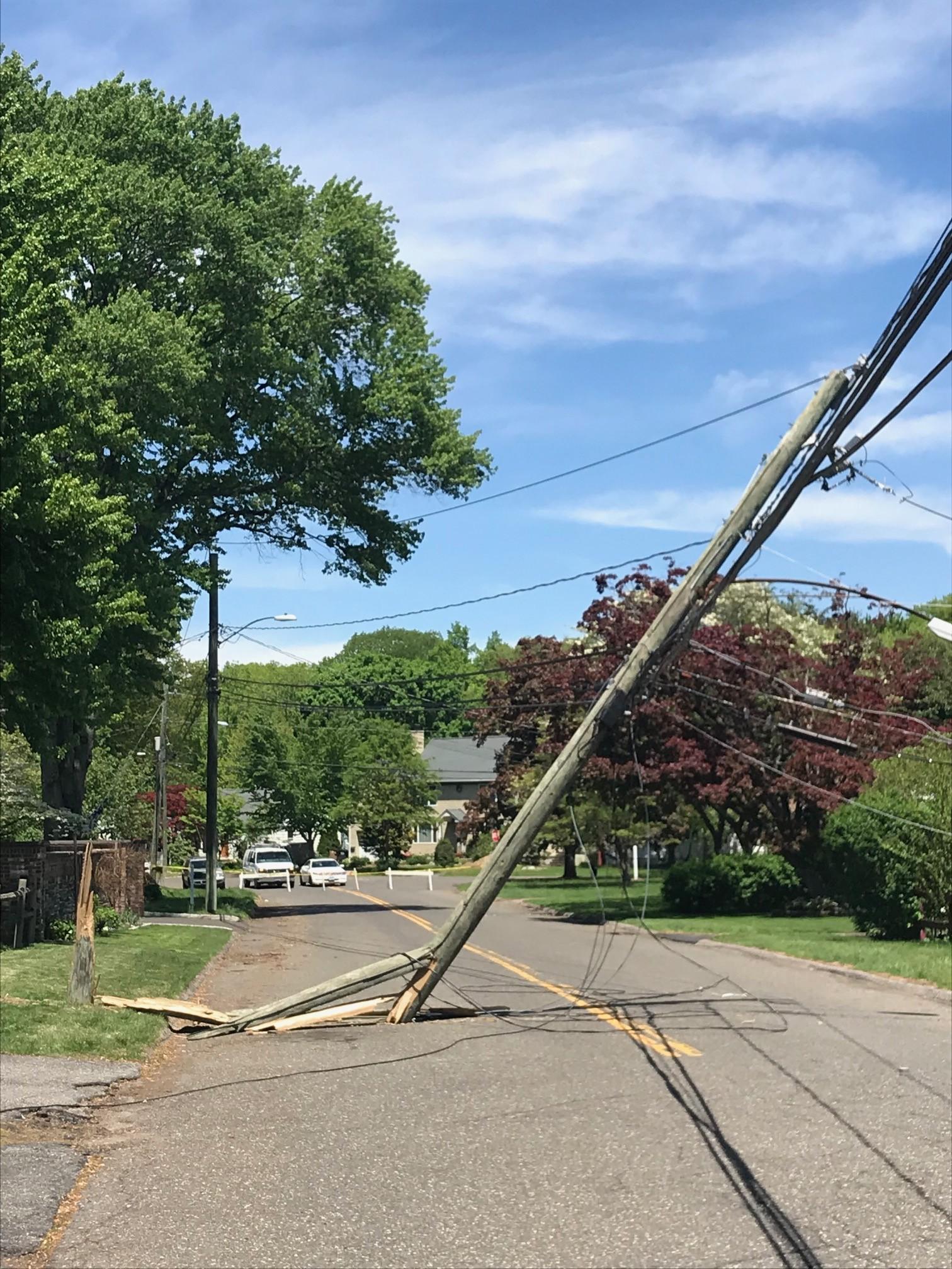 Snapped power pole leaves homeowners powerless