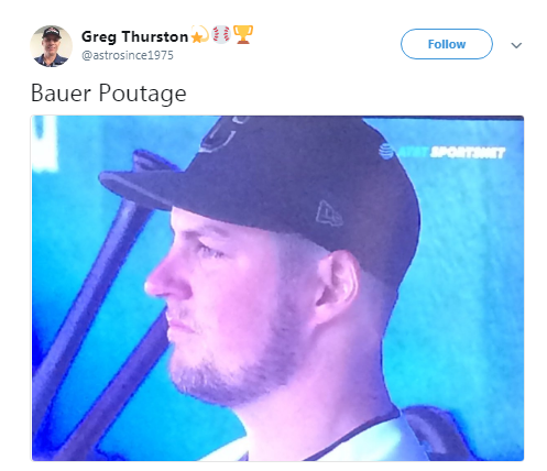Twitter has fun with 'Tyler' Bauer as Astros lose to Cleveland