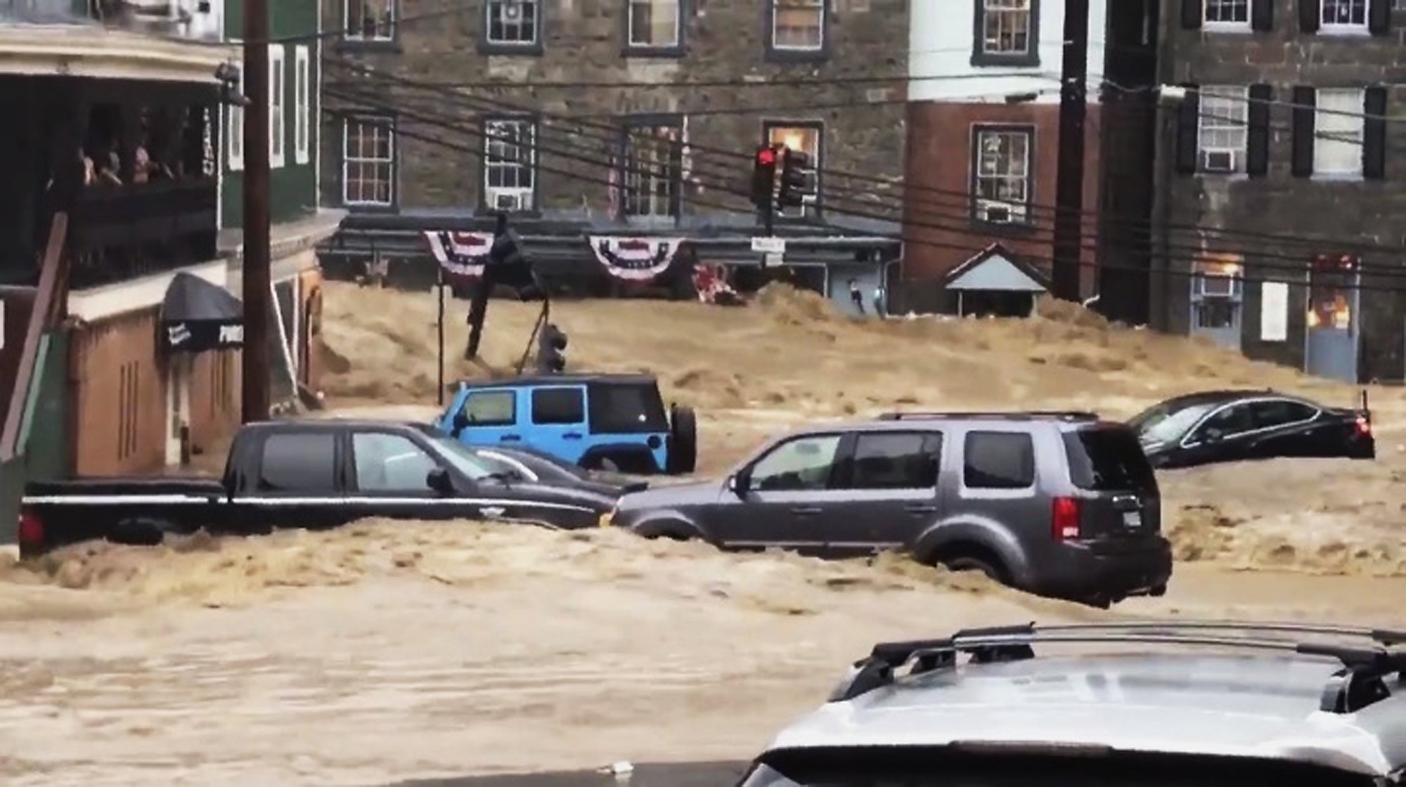 Flash flooding roars through Maryland town