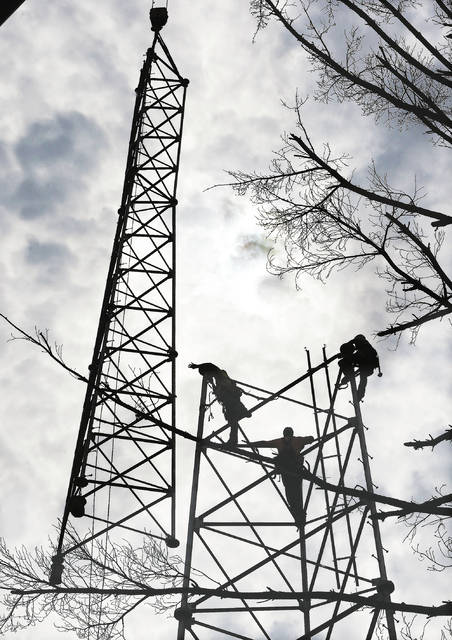 Alton’s new radio repeater tower rising in Rock Spring Park