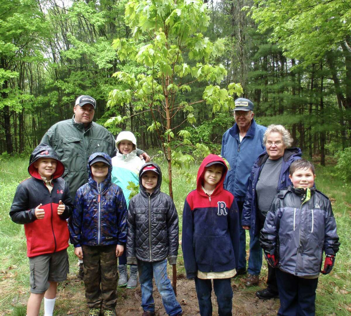 Scouts plant trees in memory of Bill Rundall