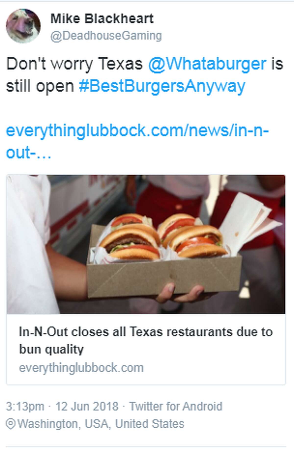 In-N-Out has to close temporarily, Whataburger fans crack jokes online