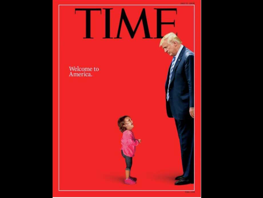 Trump looks down at crying migrant child on new cover of Time - SFGate