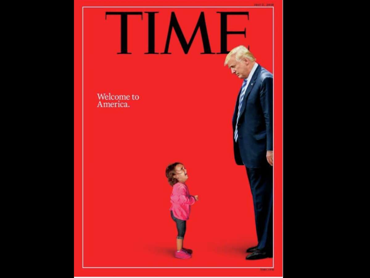 Trump looks down at crying migrant child on new cover of Time